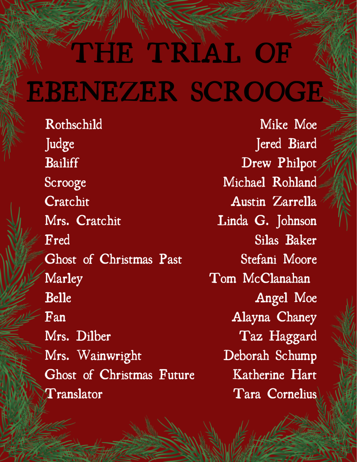 Trial of Ebenezer Scrooge Cast List – Ouachita Little Theatre