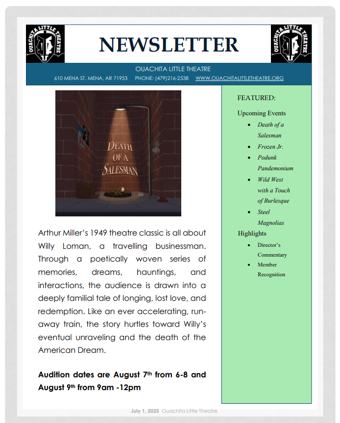 2025 August Newsletter – Ouachita Little Theatre